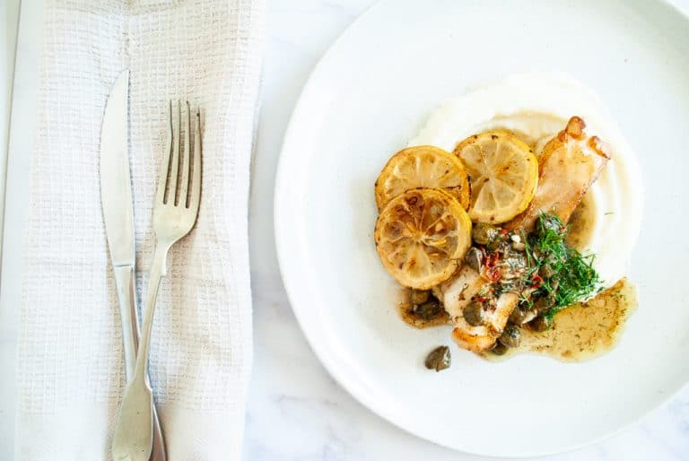 Lemon & Caper Fish W/ Cauliflower Mash | Prana Thrive